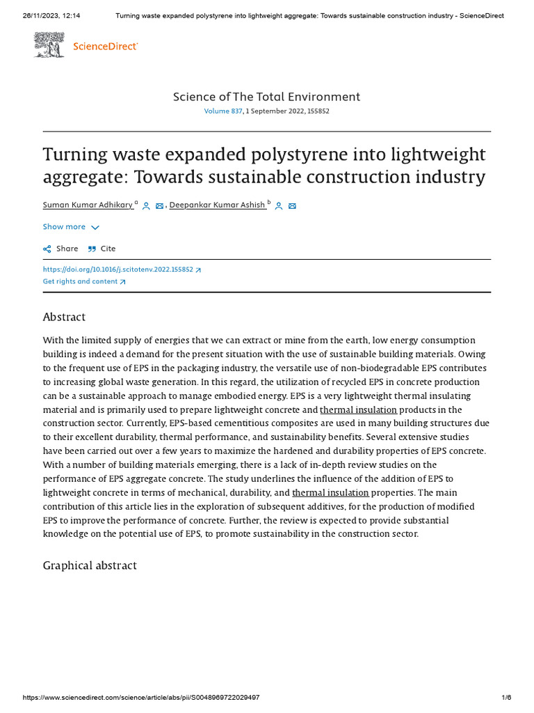 EPS Waste to Sustainable Aggregate | PDF | Concrete | Polystyrene
