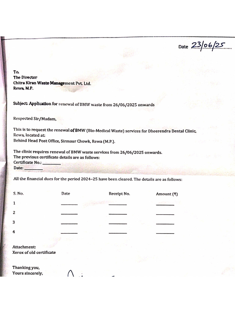Bio Medical Waste Renewal Form | PDF
