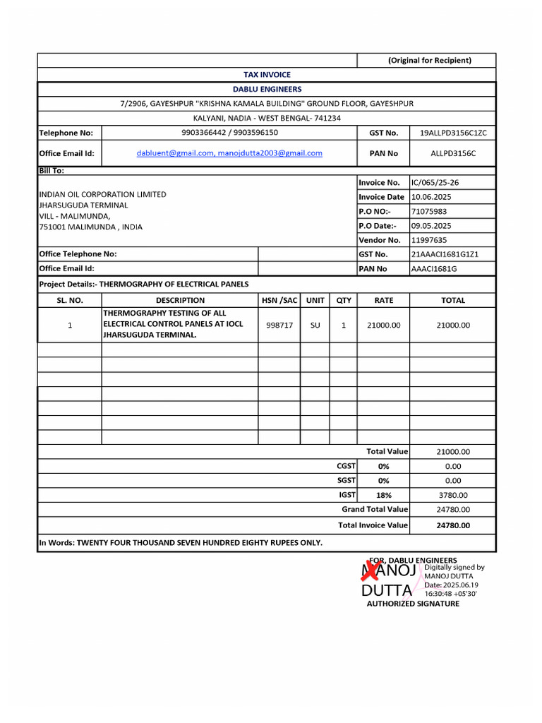 4.thermography of All Electrical Panel in Main PMCC & MCC Through ...