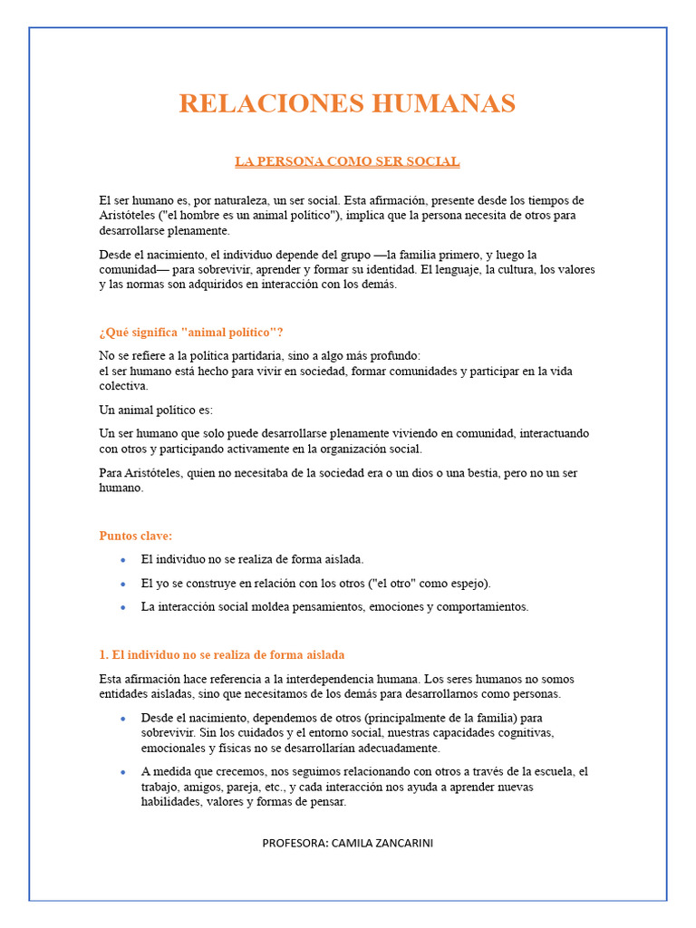 La Persona como Ser Social: Relaciones Humanas | PDF | Grupo social ...