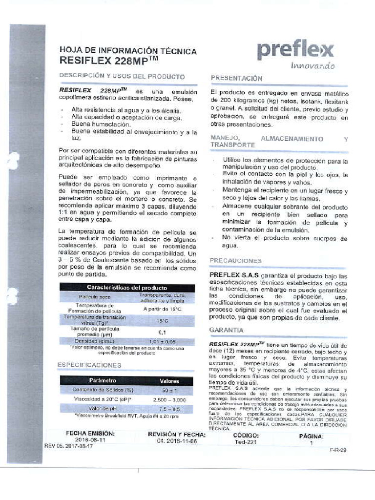 Resiflex 228 Mp | PDF
