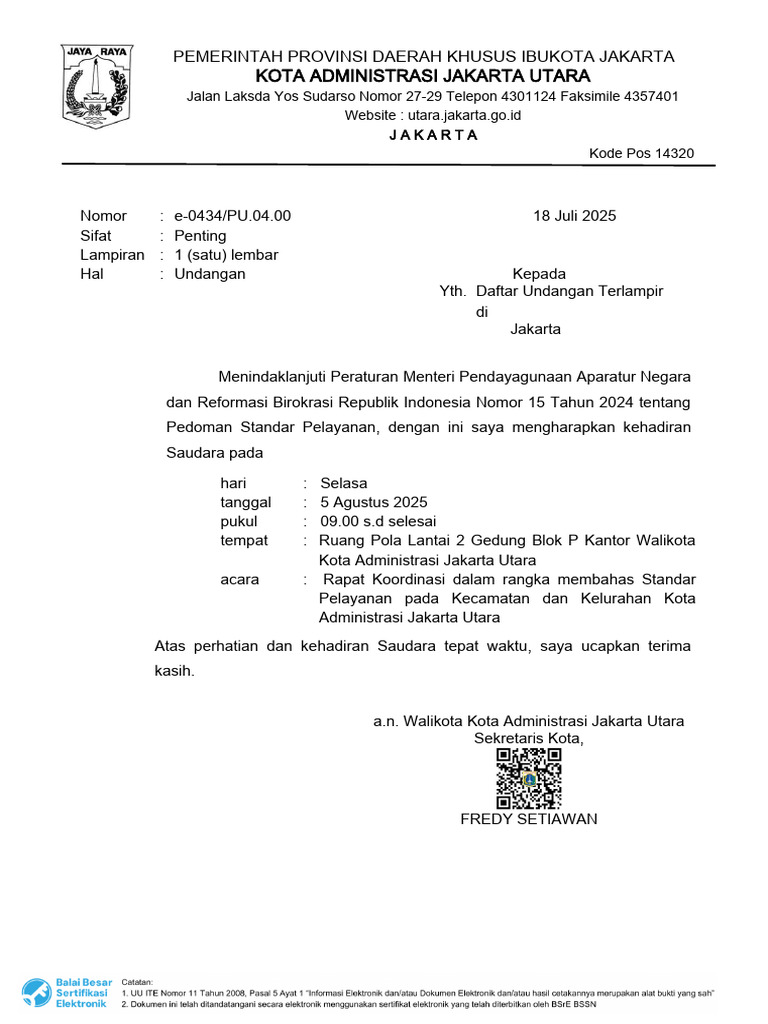 Undangan Rapat Penyusunan Sp Agustus 2025_sign | PDF
