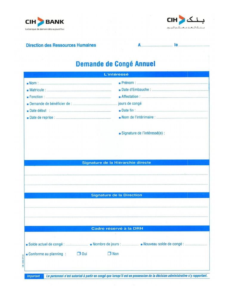 Demande de Conge | PDF