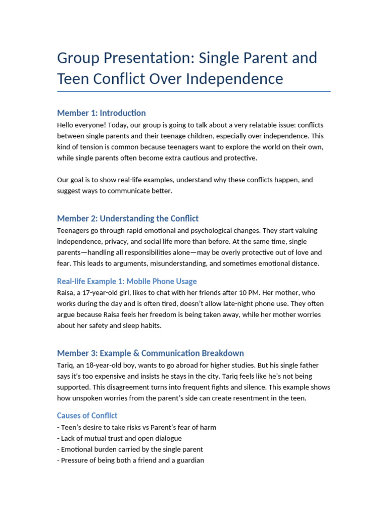 Group Presentation 4 Members Script | PDF | Adolescence | Psychological Concepts