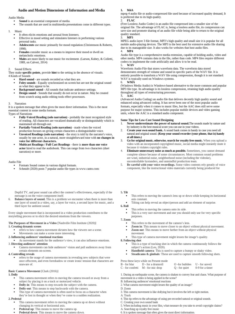 Audio and Motion Dimensions | PDF | Data Compression | Mp3
