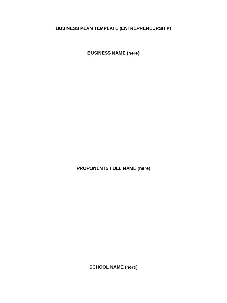Business Plan Template for Entrepreneurs | PDF