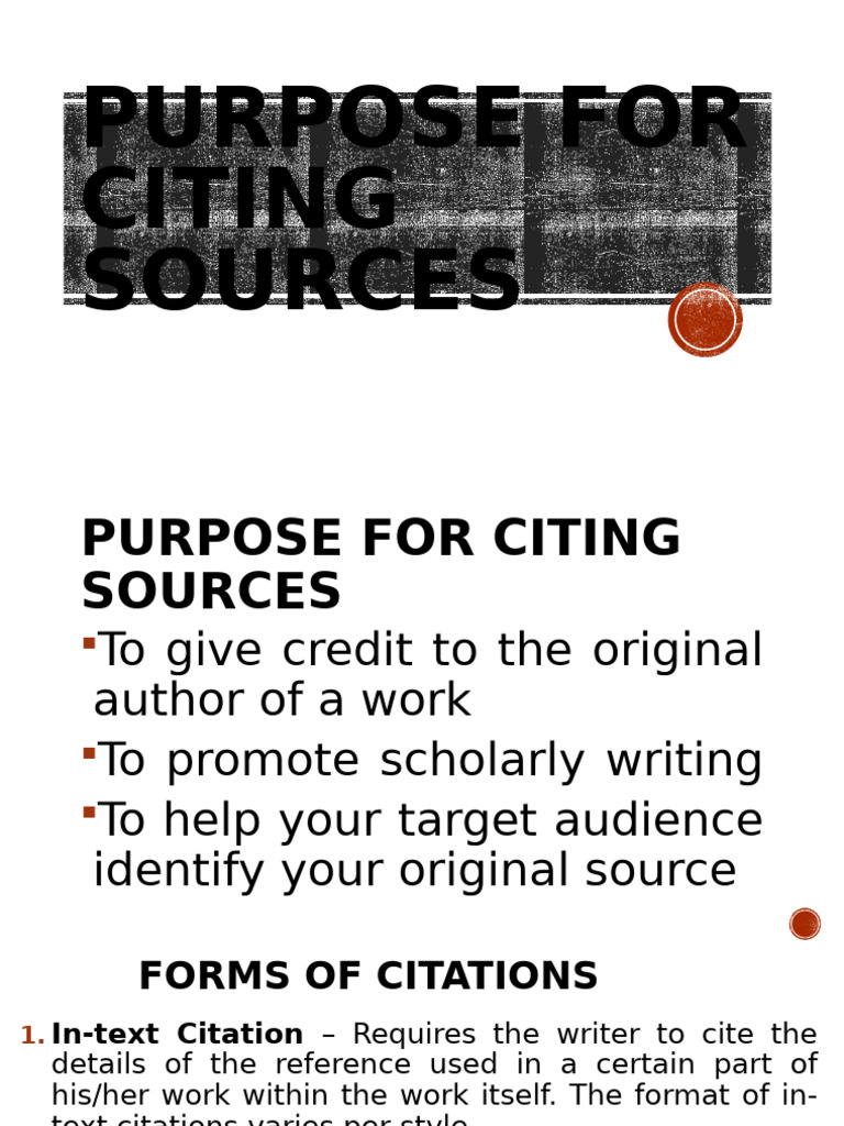 Purpose For Citing Sources | PDF | Apa Style | Citation