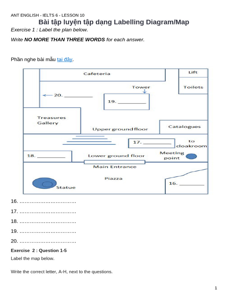 Bài Tập Luyện Tập Dạng Labelling Diagram - Map | PDF