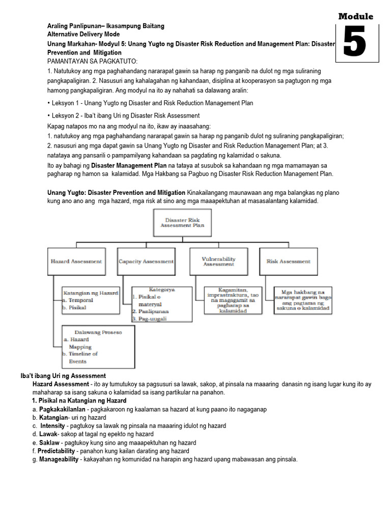 Quarter 1 Assignment No 5 Module 5-8 - Apat Na Yugto NG Disaster ...