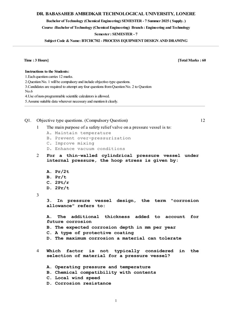 Process Equipment Design Exam Guide | PDF | Heat Exchanger | Chemical ...