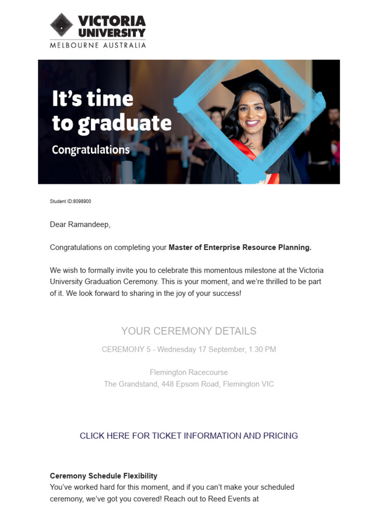 Victoria University Graduation 2025 Details | PDF