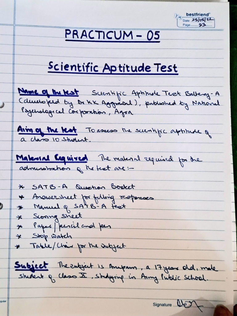 Scientific Aptitude Test Battery | PDF