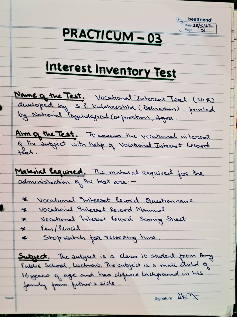 Vocational Interest Record | PDF