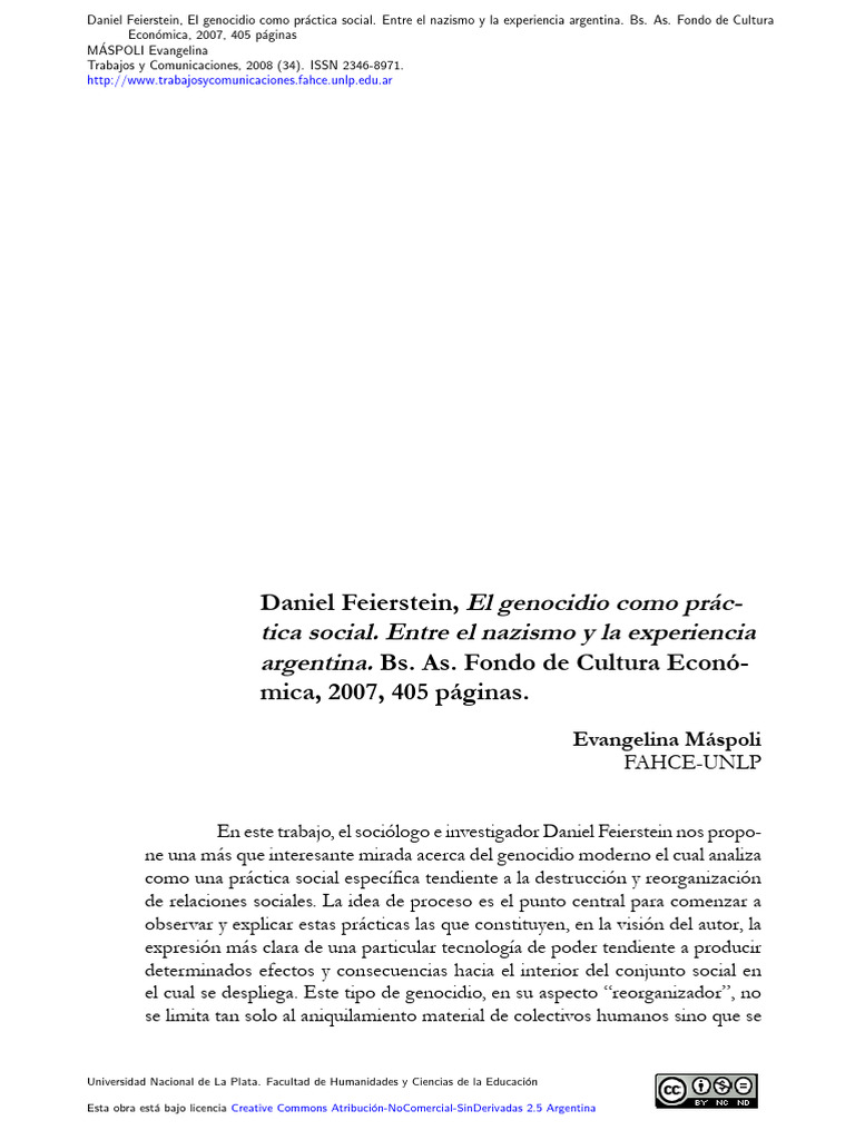 Feierstein Genocidio Como Practica Social | PDF | Genocidios | nazismo