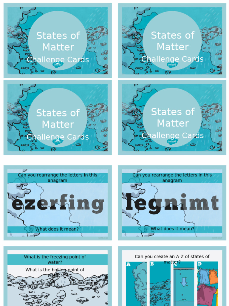 States of Matter Challenge Cards Editable | PDF