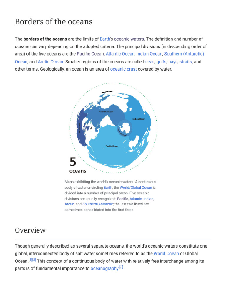 Borders of the World's Oceans | PDF | Geography | Coastal Geography