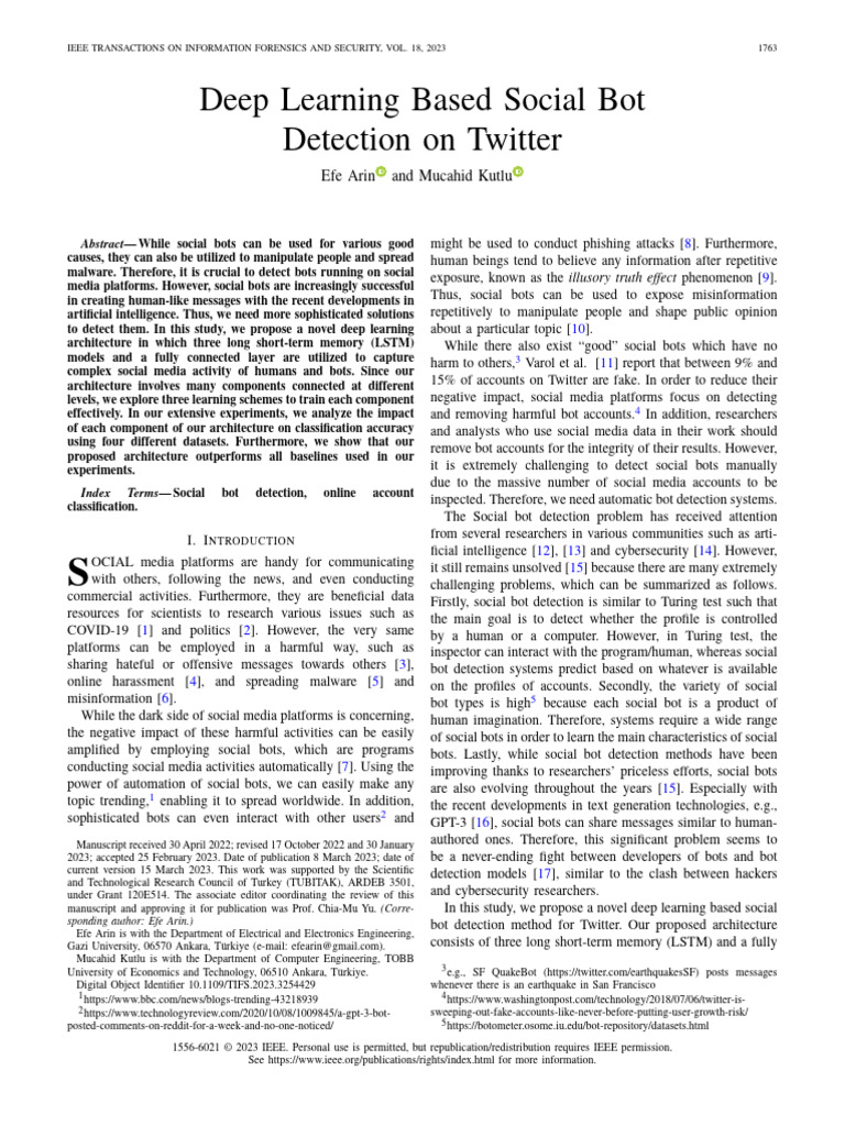 Deep Learning Based Social Bot Detection On Twitter | PDF | Receiver Operating Characteristic ...