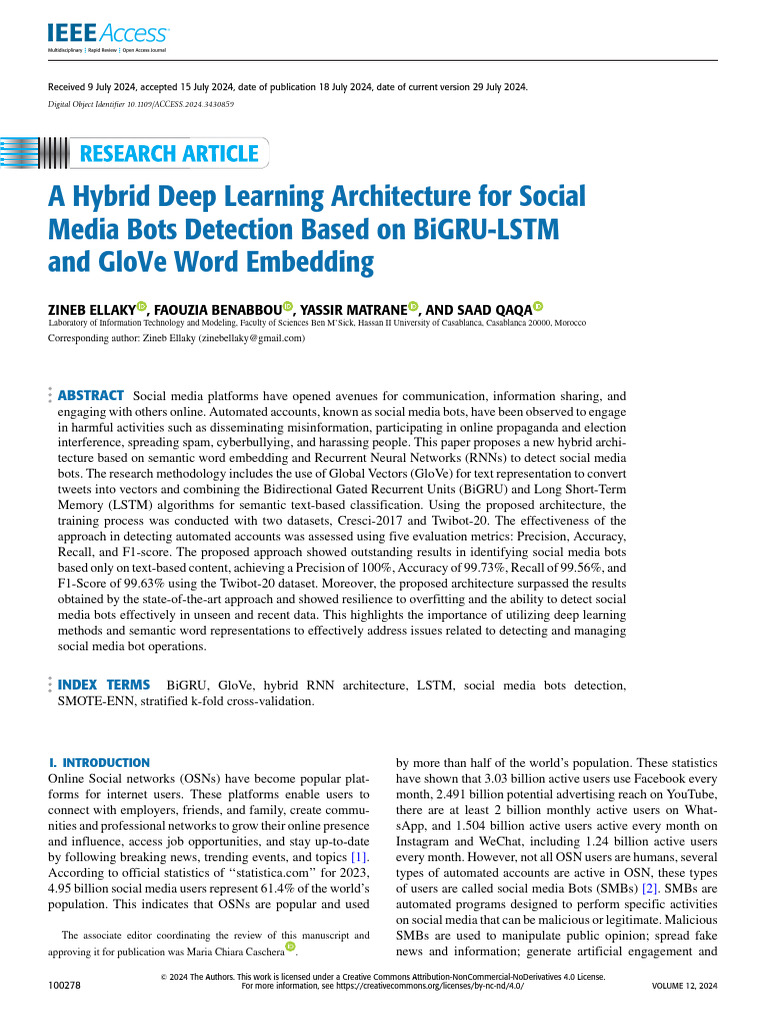A Hybrid Deep Learning Architecture For Social Media Bots Detection Based On BiGRU-LSTM and ...