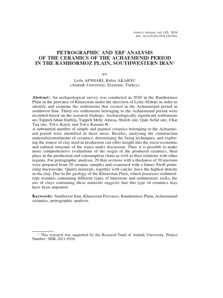 Petrographic and XRF Analysis of The Cer | PDF | Pottery | Ceramics