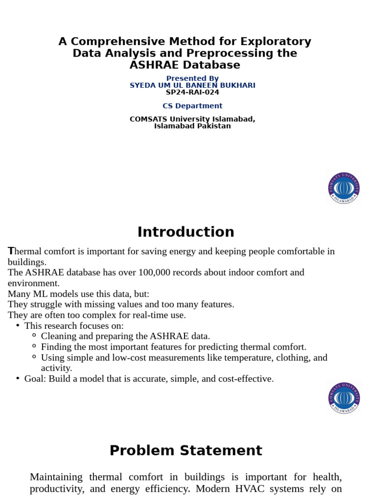 A Comprehensive Method For Exploratory Data Analysis and Preprocessing The ASHRAE Database | PDF ...
