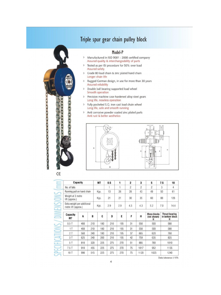 Indef Chain Pulley Block M and P Series | PDF