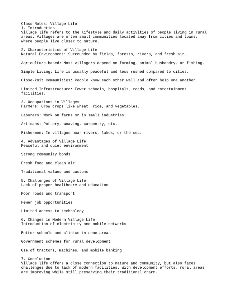 Understanding Village Life Characteristics | PDF