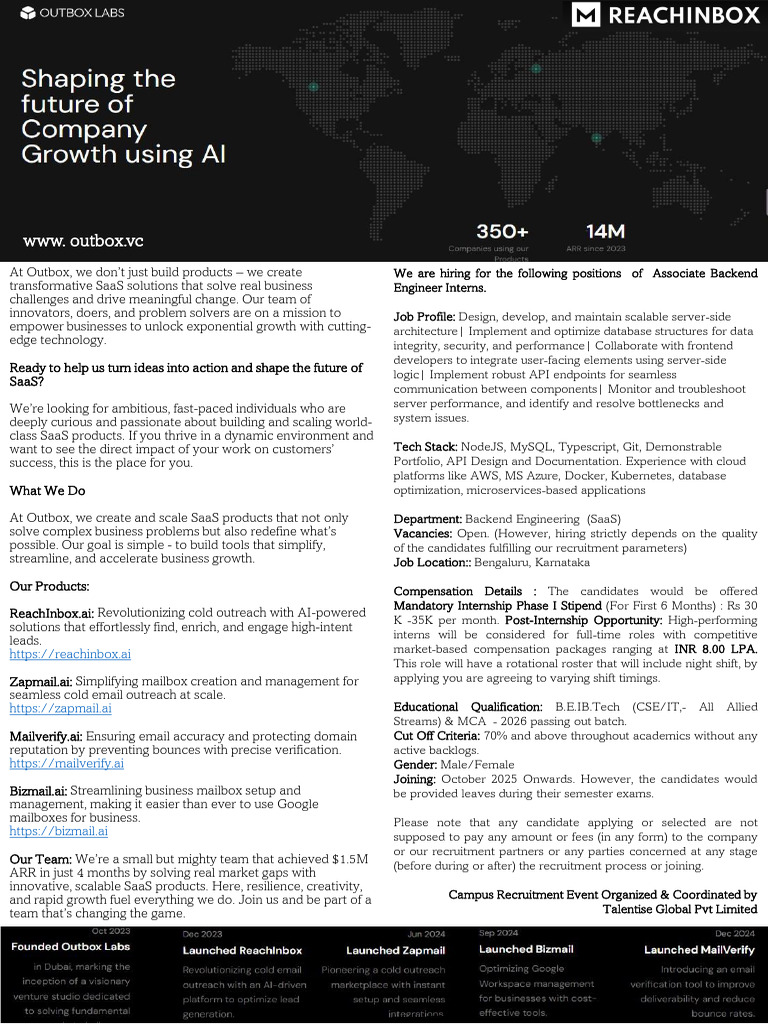 Reachinbox - Ai - 2026 Batch | PDF | Databases | Computing