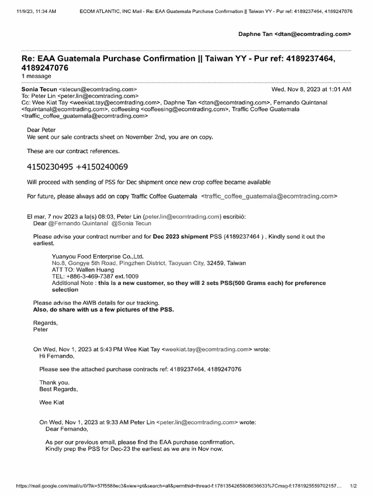 Sample Order - Date Sent, Date Approved (11!9!2023) - Send Pss ...
