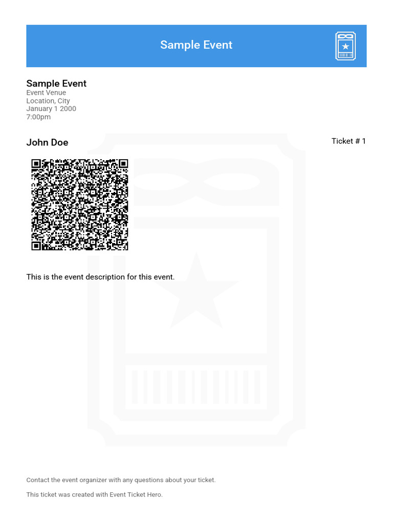 Sample Event Ticket Details | PDF
