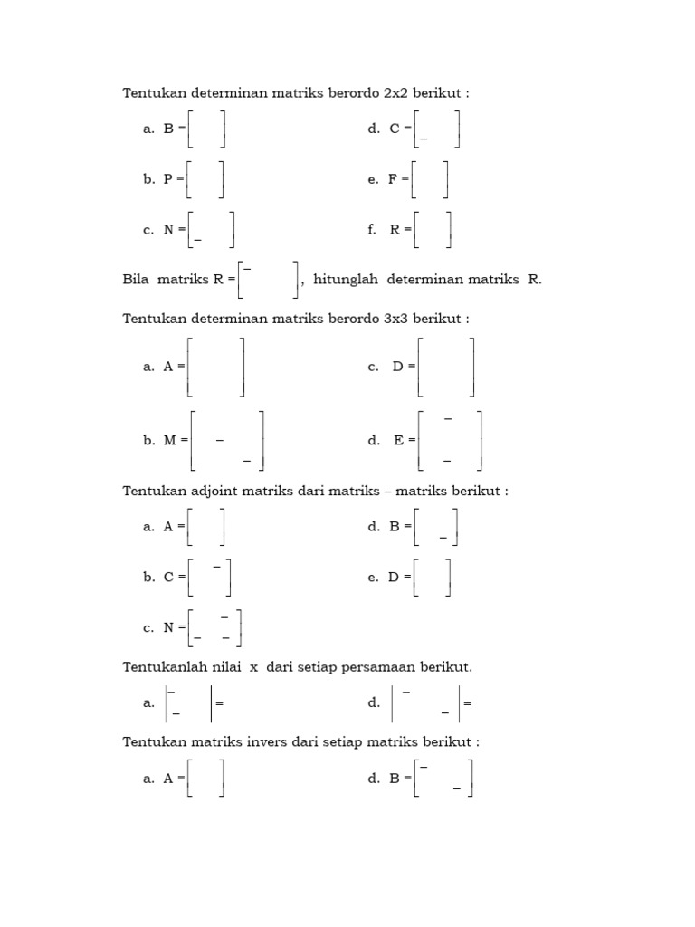 Soal Determinan Dan Invers Matriks | PDF
