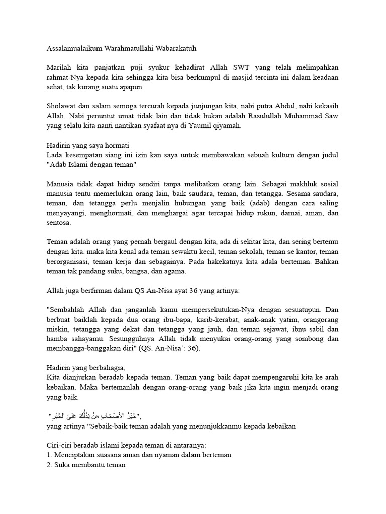Adab Islami dalam Persahabatan | PDF