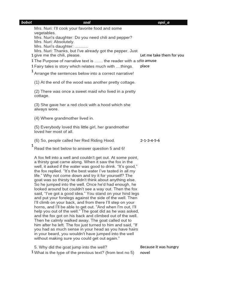 Narrative Text Exercises and Dialogues | PDF
