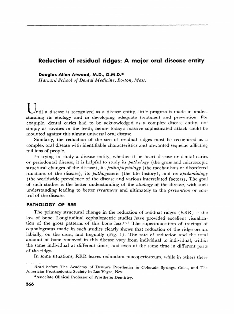 Reduction of Residual Ridges: A Maior Oral Disease Entity | PDF | Bone ...