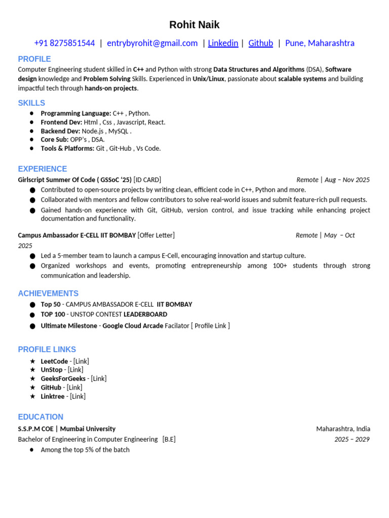 Computer Engineering Student Profile | PDF
