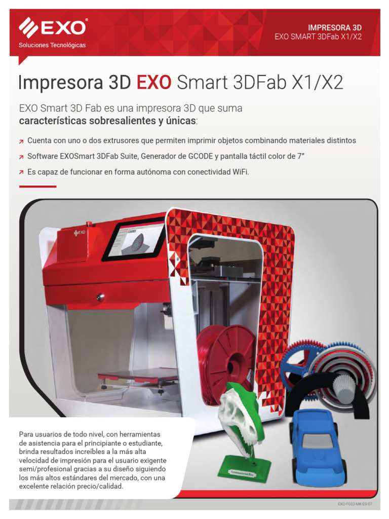 Impresora 3D EXO Smart 3DFab X1/X2 | PDF | Impresión 3d | Impresora ...