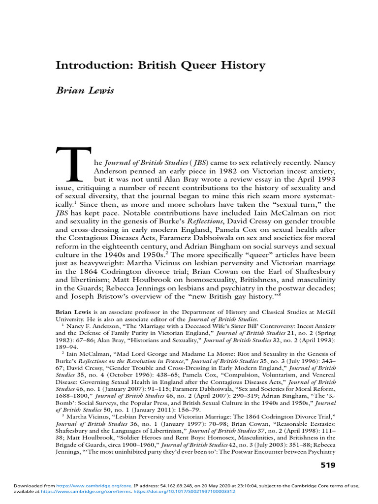 Introduction British Queer History | PDF | Heterosexuality | Queer