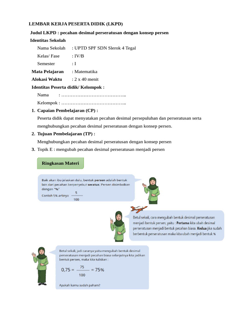 LKPD Konsep Persen | PDF