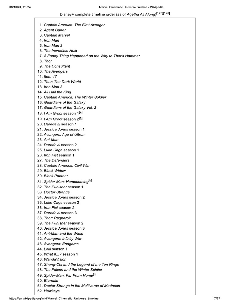 The Marvel Cinematic Universe Official Timeline | PDF