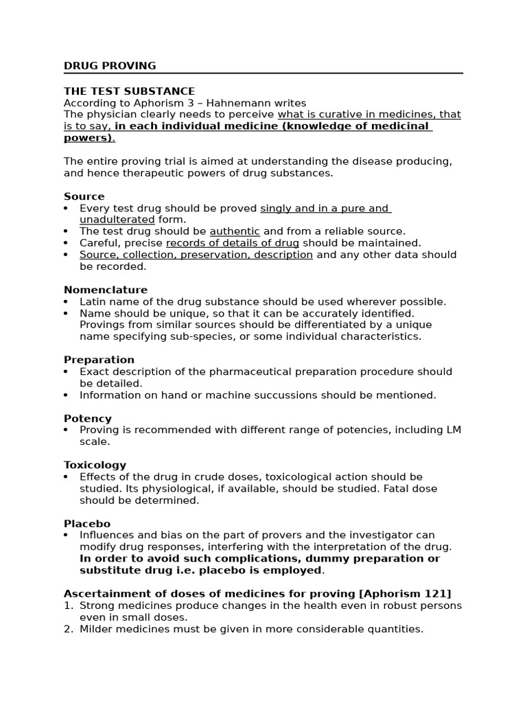 Drug Proving Guidelines and Methodology | PDF | Dose (Biochemistry ...