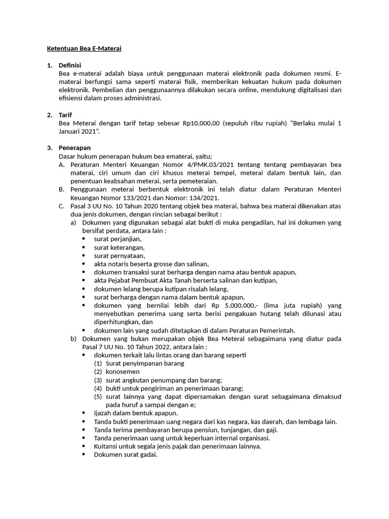 Ketentuan Bea Materai Elektronik | PDF