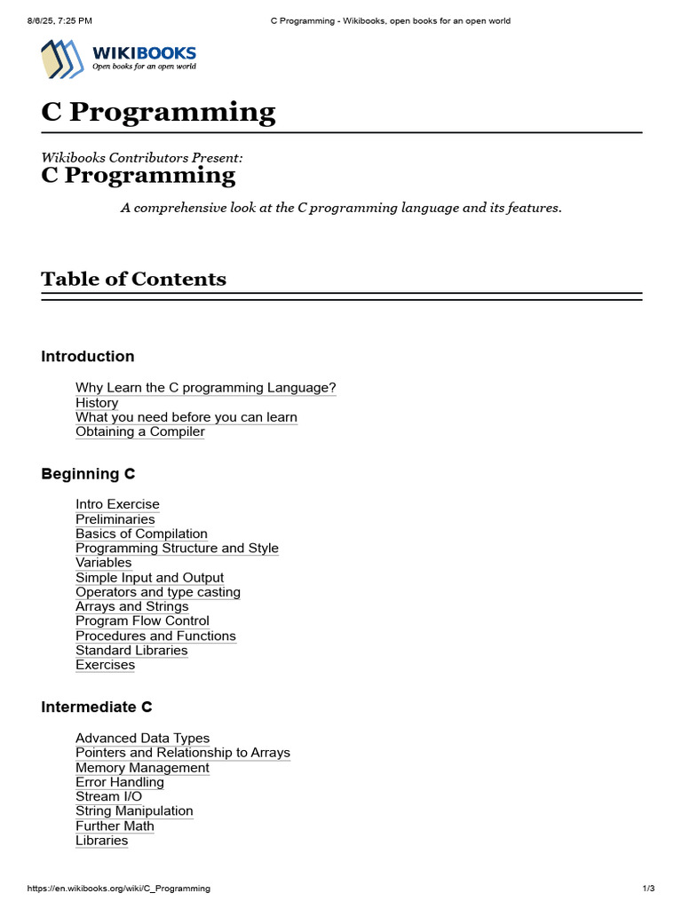 C Programming - Wikibooks, Open Books For An Open World | PDF | C (Programming Language ...