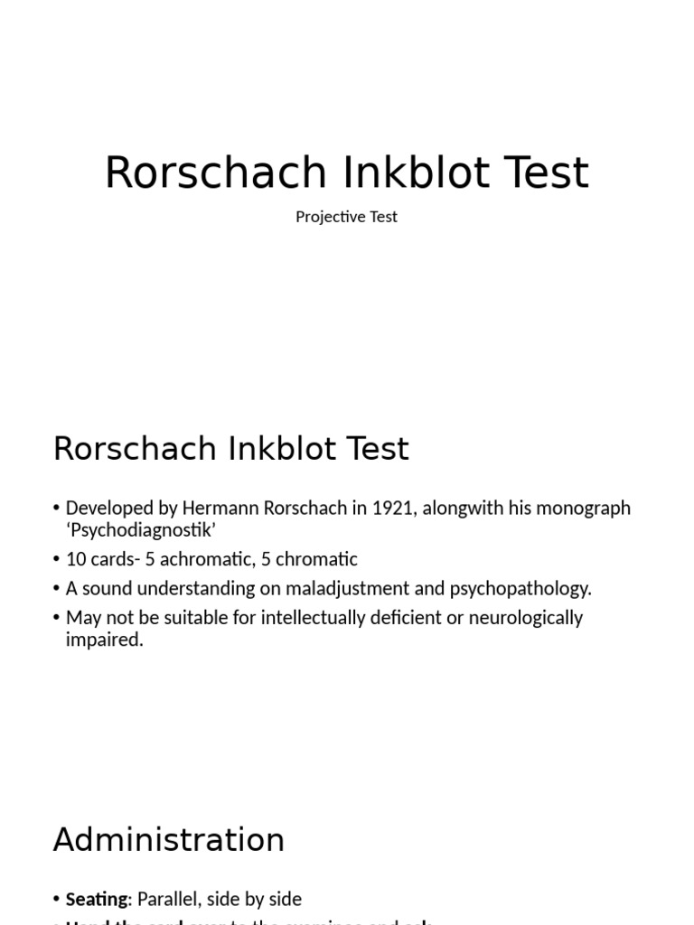Rorshach Inkblot Test | PDF | Psychology | Psychological Concepts