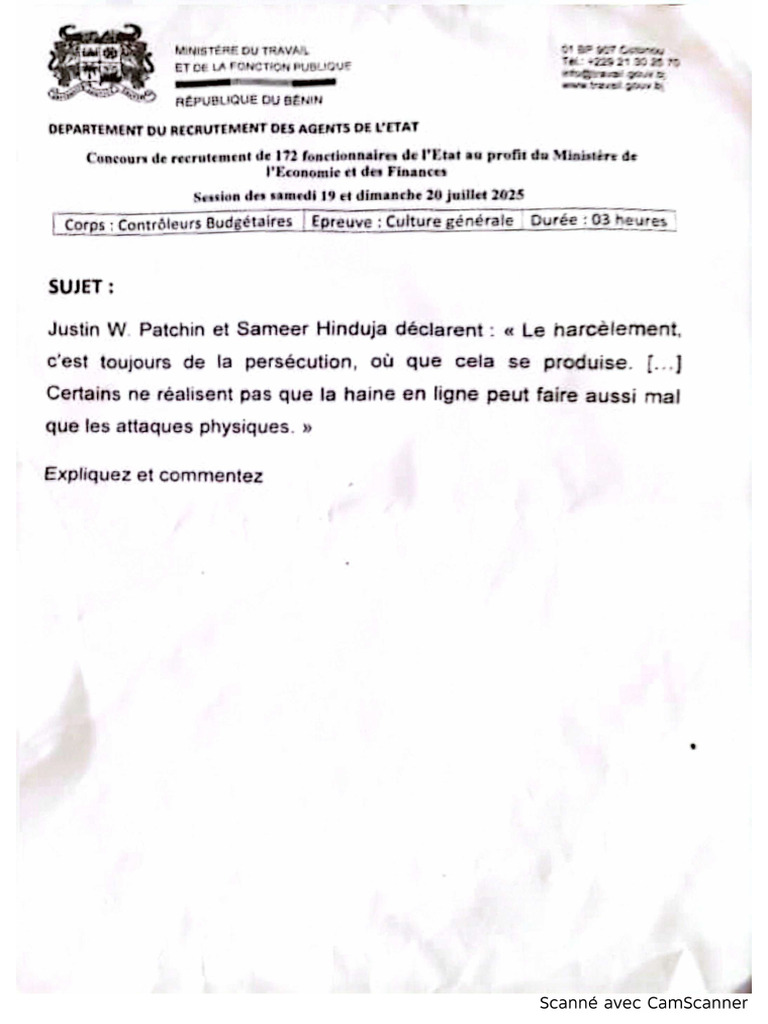 Épreuve de Culture Générale (Concours Mef 2025) | PDF