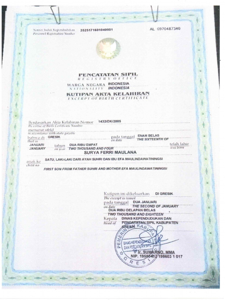 Akte Kelahiran | PDF