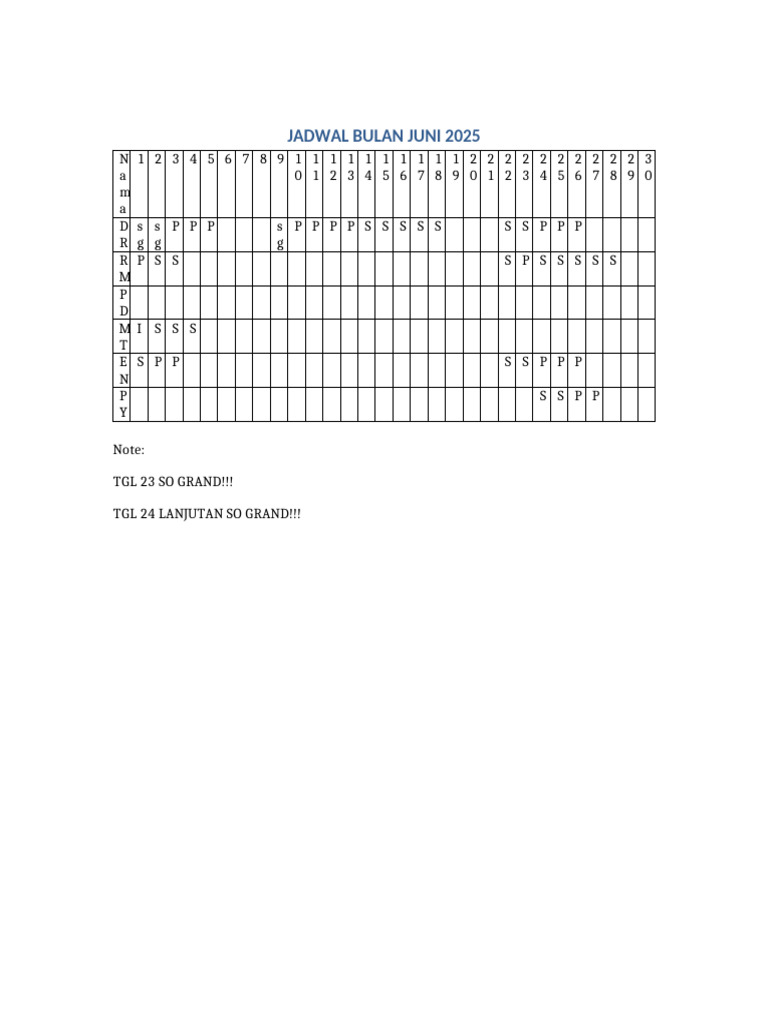 Jadwal Juni 2025 | PDF