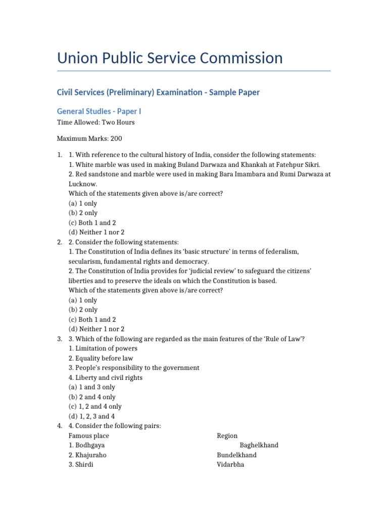 Sample UPSC GS Paper | PDF