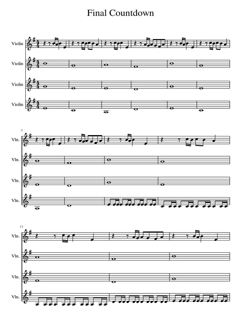 Final Countdown Violin Sheet Music | PDF