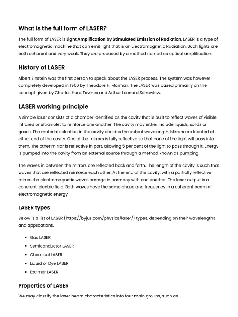 Full Form Laser Full Form | PDF | Laser | Light