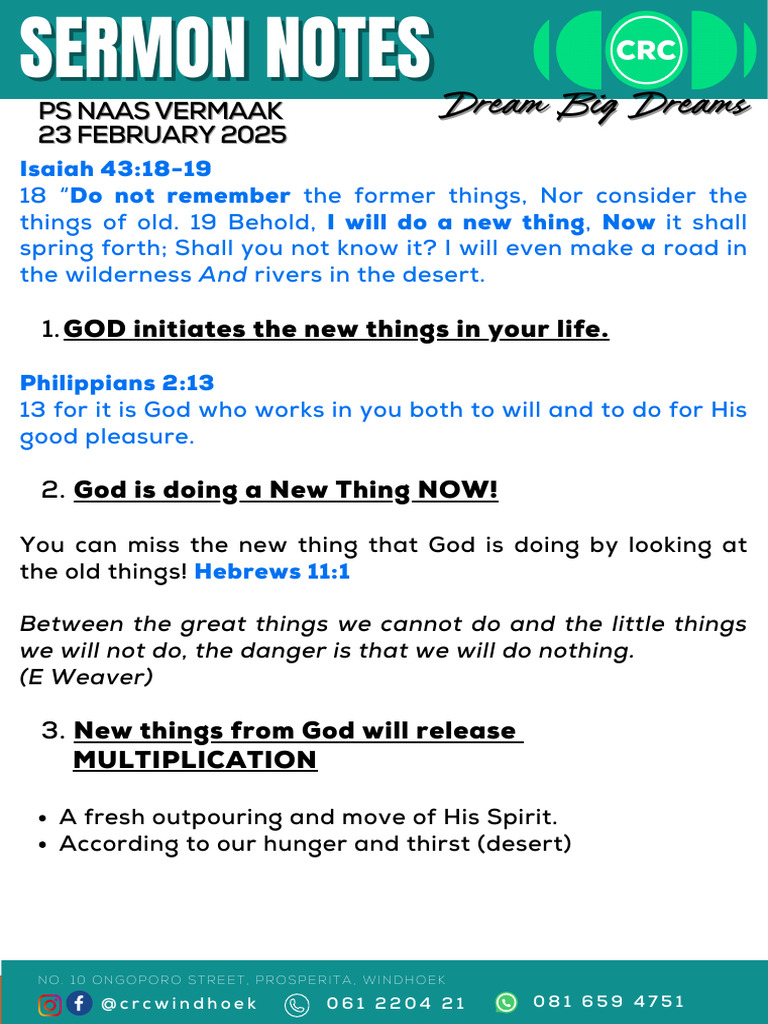 23 Feb 2025 Dream Big Dreams Sermon Notes | PDF | Theology | Religious ...