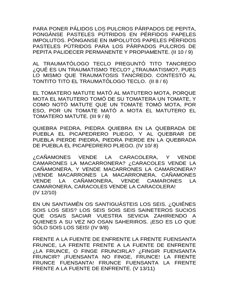 Trabalenguas 3 | PDF